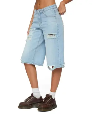 EDIKTED Distressed Low Rise Bermuda Shorts