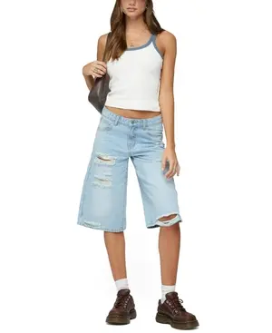EDIKTED Distressed Low Rise Bermuda Shorts