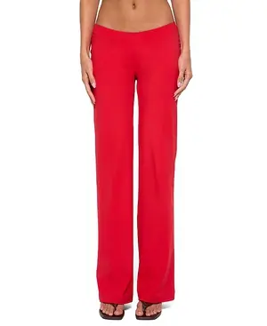 EDIKTED Anika Scooped Straight Leg Pants - Red