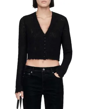 ALLSAINTS Mabel V-neck Cropped Cardigan - Black