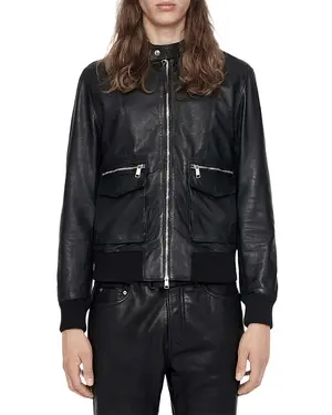 ALLSAINTS Hiro Bomber Zip Leather Jacket - Black