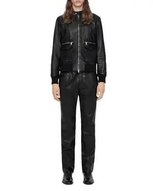 ALLSAINTS Hiro Bomber Zip Leather Jacket
