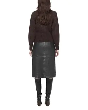 ALLSAINTS Olivia Leather Midi Skirt