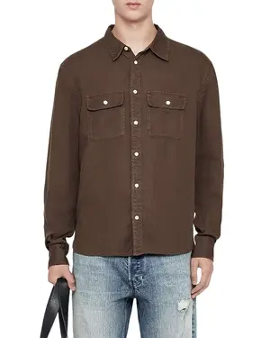 ALLSAINTS Bond Long Sleeve Shirt - Chocolate