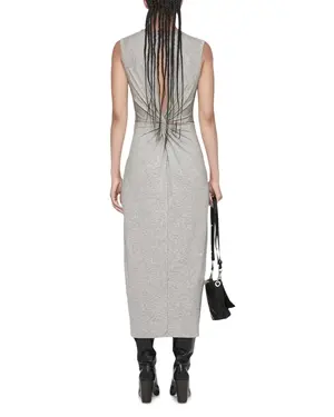 ALLSAINTS Ilia Twist Back Midi Dress - Grey Marl