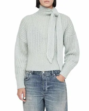 ALLSAINTS Etty Tie Neck Sweater - Pale Blue