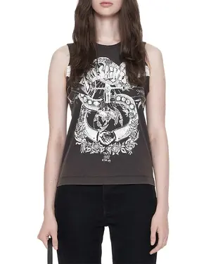 ALLSAINTS Jenny Cotton Graphic Tank Top - Washed Black