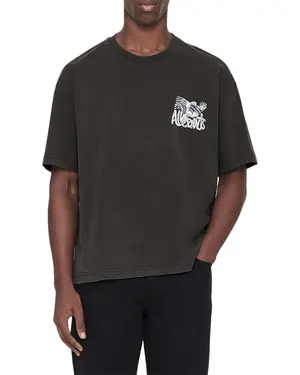 ALLSAINTS Rattlesnake Battles Cotton Logo Graphic T-shirt - Washed Black