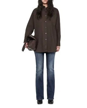 ALLSAINTS Kaia Cotton Oversized Shirt - Hazelnut Brown
