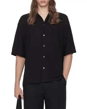 ALLSAINTS Archer Oversized Point Collar Shirt - Black
