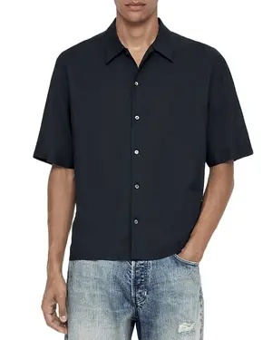 ALLSAINTS Archer Oversized Point Collar Shirt - Night Sky