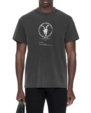 ALLSAINTS Jack's Place Ram Skull Cotton Logo T-shirt - Washed Black