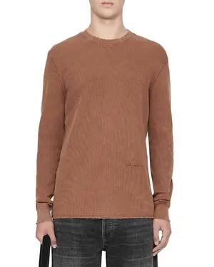 ALLSAINTS Raine Cotton Long Sleeve Crew - Rust Red