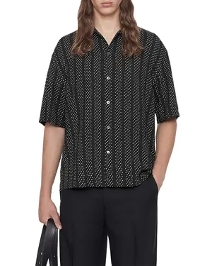 ALLSAINTS Quasar Short Sleeve Shirt - Black/grey