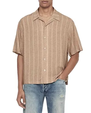 ALLSAINTS Quasar Short Sleeve Shirt - Camel/red