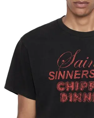 ALLSAINTS Chippy Dinners Cotton Crewneck T-shirt - Washed Black