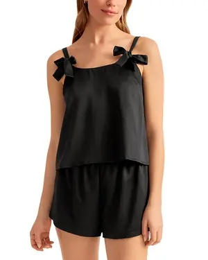 Rya Collection Charmeuse Two Piece Cami Pajama Set - Black
