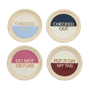 Jonathan Adler Hotel Saying Coasters, Set Of 4 - Multi