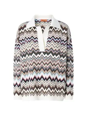 Missoni Zig Zag Motif Polo Shirt - Blue