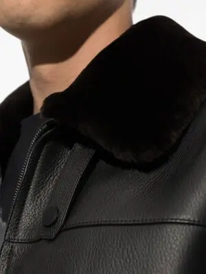Brioni Leather Jacket With Fur Collar