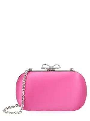 SELF-PORTRAIT Self-Portrait Clutch In Satin With Bow Detail Pink