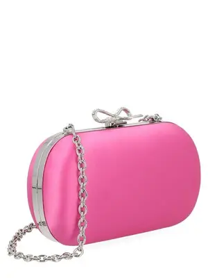SELF-PORTRAIT Clutch In Satin With Bow Detail - Pink