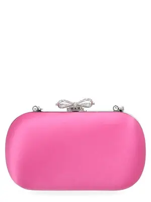 SELF-PORTRAIT Clutch In Satin With Bow Detail - Pink