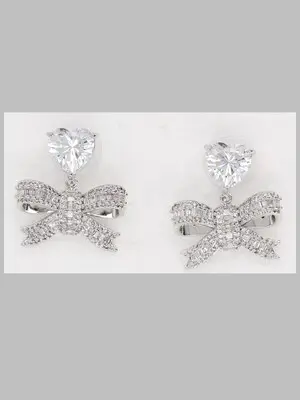 SELF-PORTRAIT Crystal Bow Drop Earrings