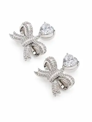 SELF-PORTRAIT Crystal Bow Drop Earrings