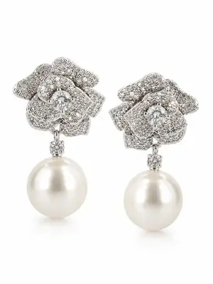 SELF-PORTRAIT Pearl And Crystal Earrings