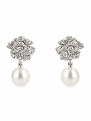 SELF-PORTRAIT Pearl And Crystal Earrings - Silver