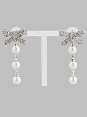 SELF-PORTRAIT Bow Pearl Drop Earrings