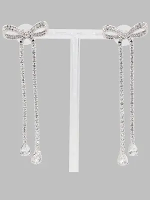 SELF-PORTRAIT Crystal Bow Drop Earrings