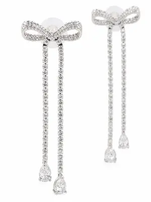 SELF-PORTRAIT Crystal Bow Drop Earrings