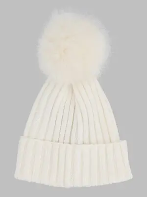 Moncler Wool Beanie With Pom Pom - White