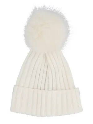 Moncler Wool Beanie With Pom Pom - White