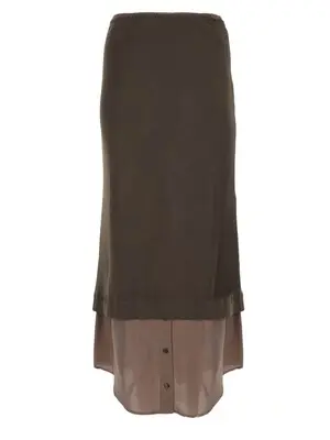ALYSI Alesi Midi Skirt With Layered Effect - Brown