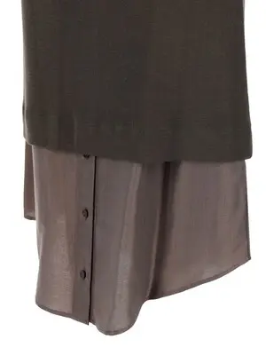 ALYSI Alesi Midi Skirt With Layered Effect - Brown