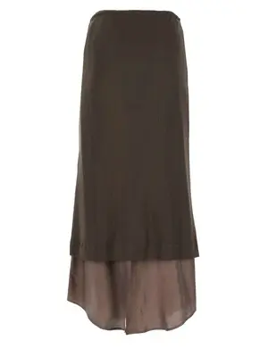ALYSI Alesi Midi Skirt With Layered Effect - Brown
