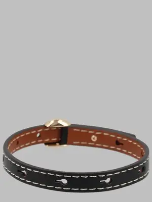 Tory Burch Leather Logo Clasp Bracelet - Gold