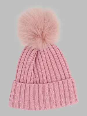 Moncler Wool Beanie With Pom Pom - Pink