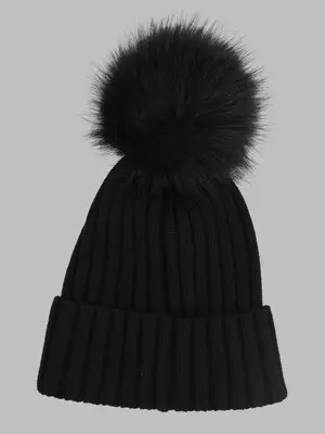 Moncler Ribbed Wool Beanie With Pom Pom