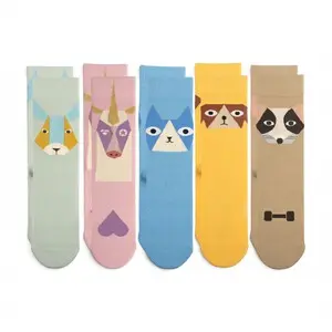 SEMIBOLD Neutrals Everyday Crew Socks Animal Print Five Pack - Pink
