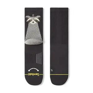 SEMIBOLD Black / Grey Merino Wool Hiking Crew Socks Royal Scrubby Raccoon - Black/grey