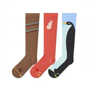 SEMIBOLD Brown / Blue / Orange Merino Wool Knee Compression Socks Three Packs - Brown/blue/orange