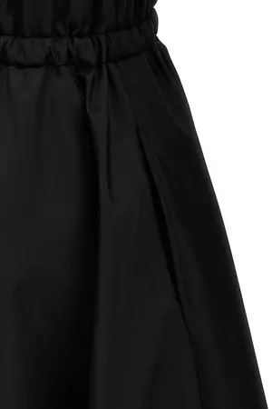 Prada Triangle Logo Drawstring Midi Dress - Black
