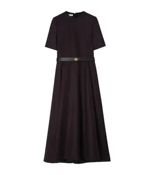 Burberry Wool Check Midi Dress