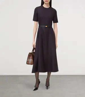 Burberry Wool Check Midi Dress