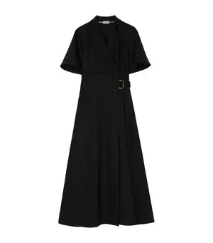 Burberry Wool Twill Midi Wrap Dress