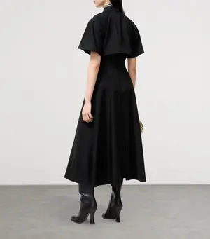 Burberry Wool Twill Midi Wrap Dress